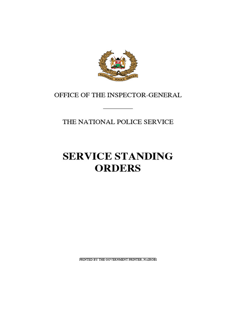 National Police Service Standing Orders | PDF | Police | Inspector General
