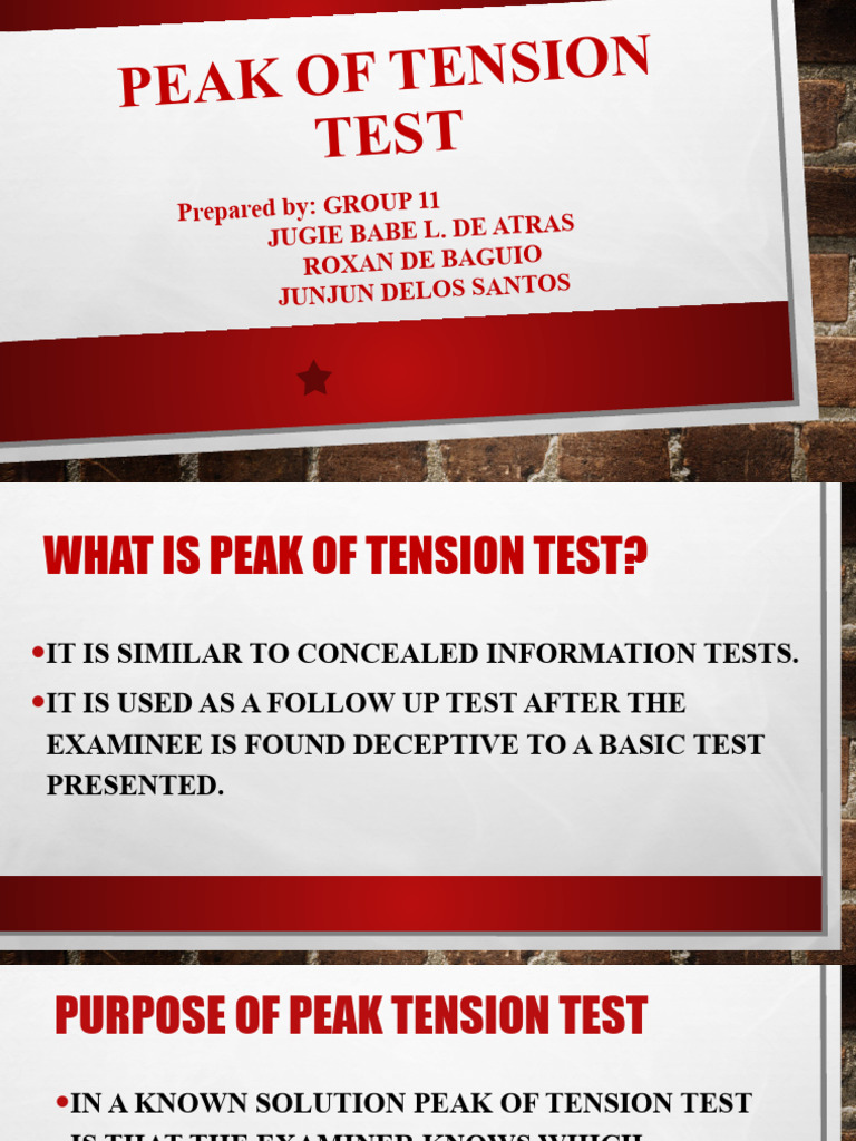 Peak of Tension Test Overview | PDF