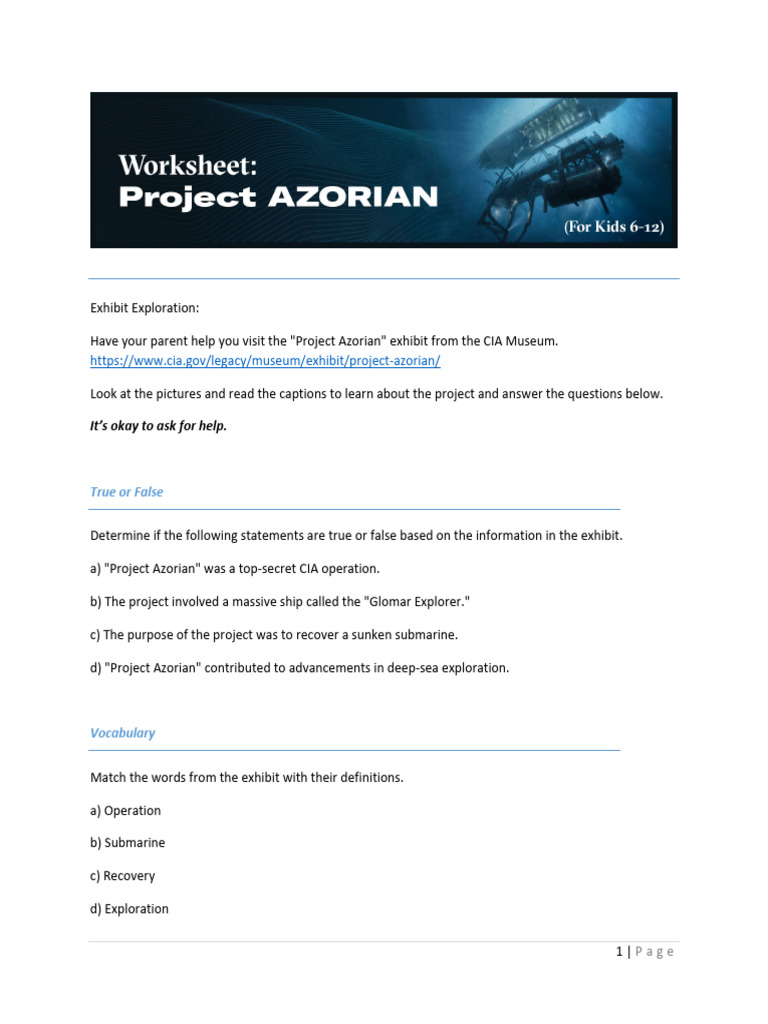 Kids' Guide to Project Azorian | PDF