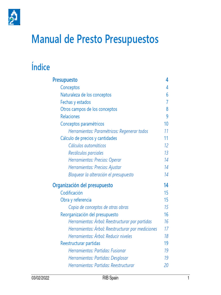 Manual de Presto Presupuestos | PDF