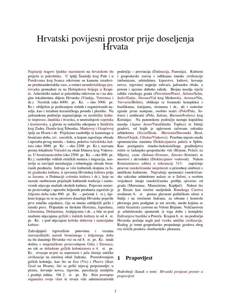 Hrvatski Povijesni Prostor Prije Doseljenja Hrvata | PDF