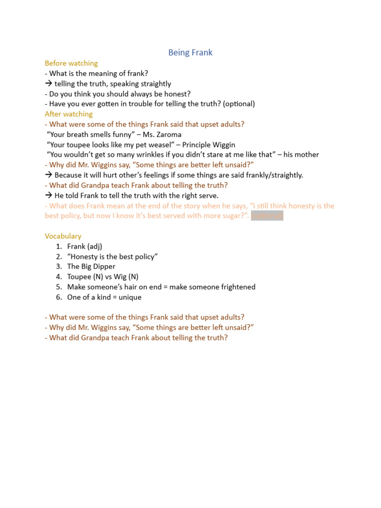 Being Frank | PDF | Language Arts & Discipline