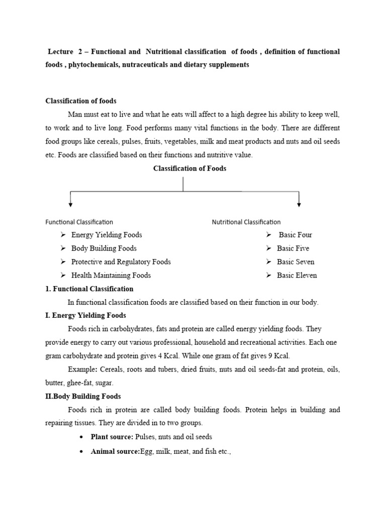 Lecture 2 - Functional Food | PDF