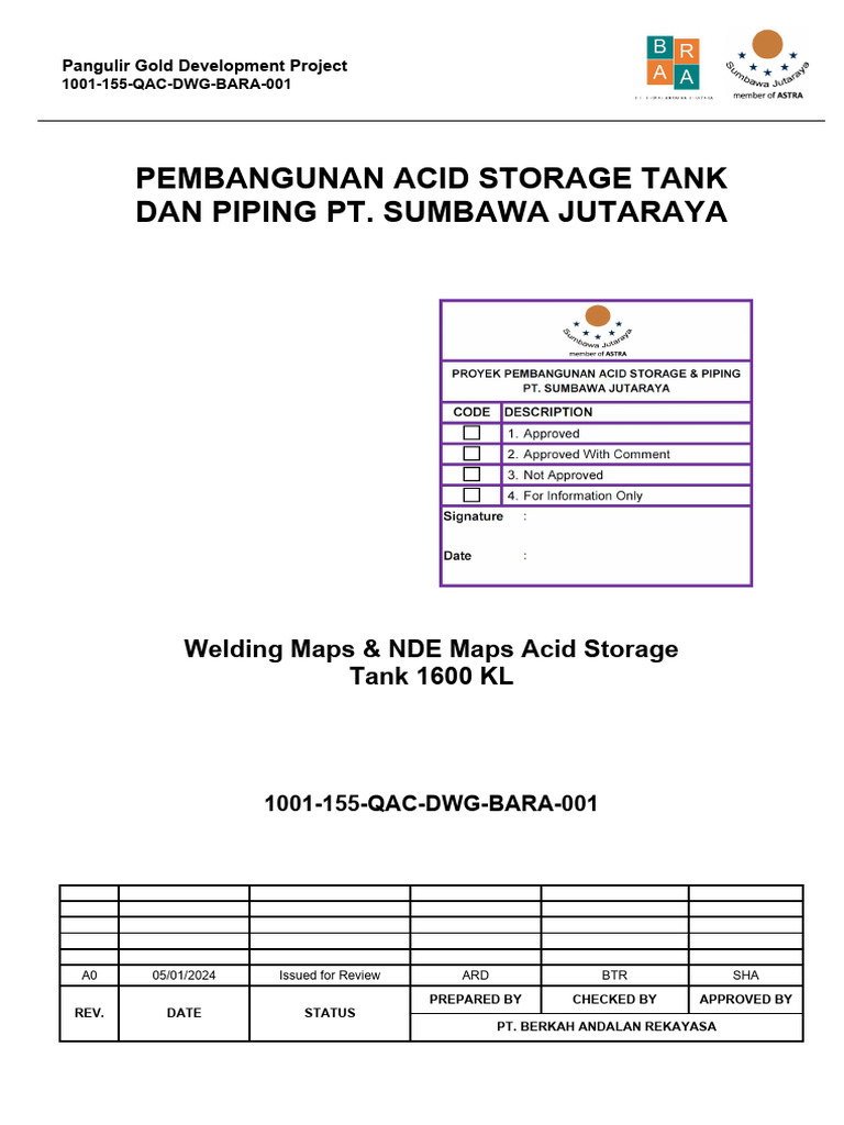 Welding & NDE Maps for Acid Tank | PDF