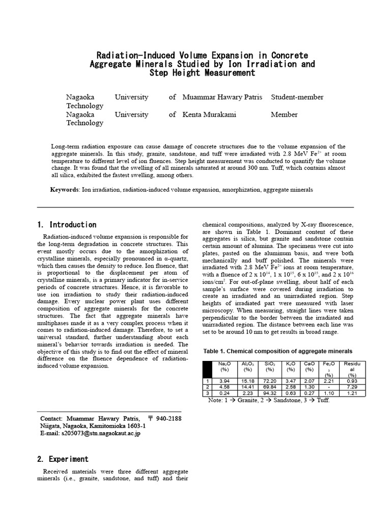 Jsm Short Paper Pdf Minerals Irradiation