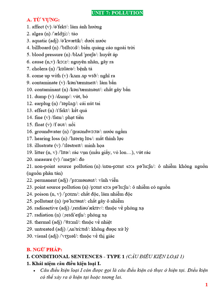 Bài tập Anh 8 theo unit E8 UNIT 7 | PDF