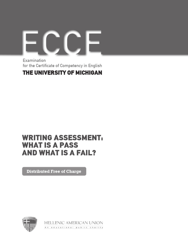 Ecce Writing Assessment Booklet What Is A Pass and What Is A Fail ...