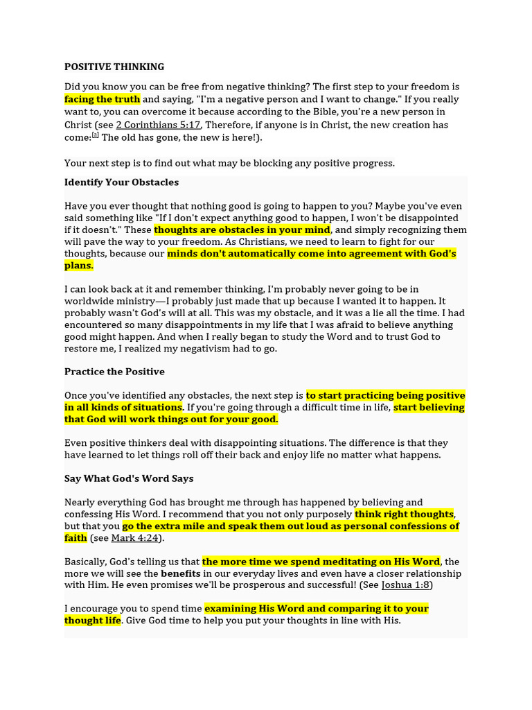 Positive Thinking | PDF | Thought | Theory Of Mind