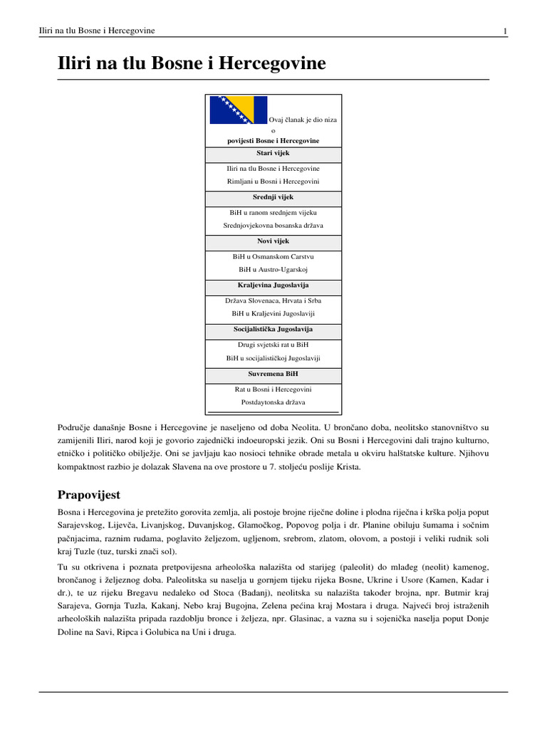 Iliri Na Tlu Bosne I Hercegovine | PDF