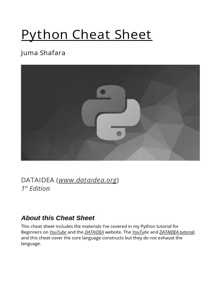 Python Cheat Sheet Pdf Python Programming Language Boolean Data Type