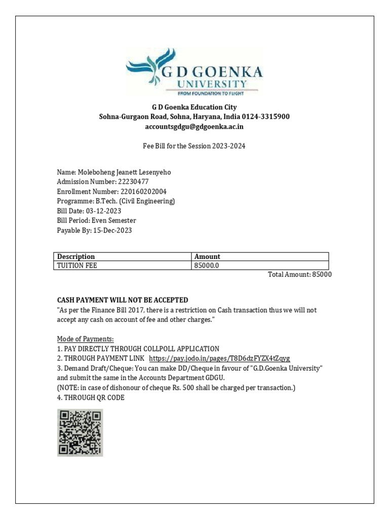 G D Goenka Education City Sohna-Gurgaon Road, Sohna, Haryana, India 0124-3315900 Accountsgdgu ...