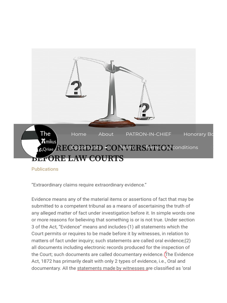 TAPE RECORDED CONVERSATION BEFORE LAW COURTS - The Amikus Qriae | PDF ...