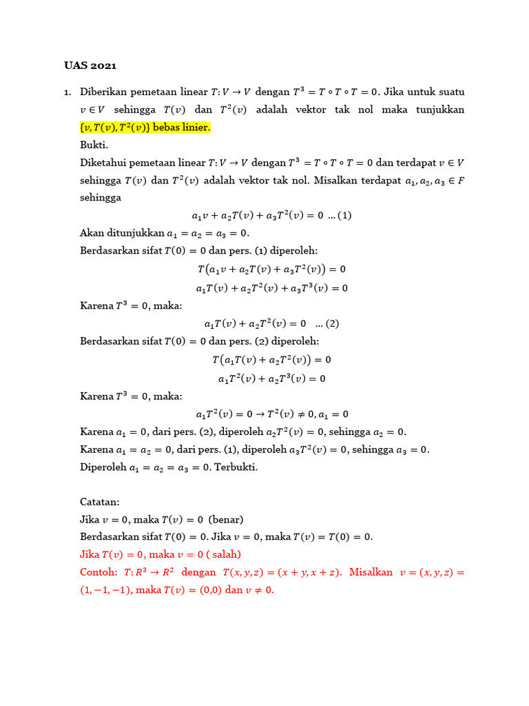 Soal dan Bukti Matematika Linear | PDF