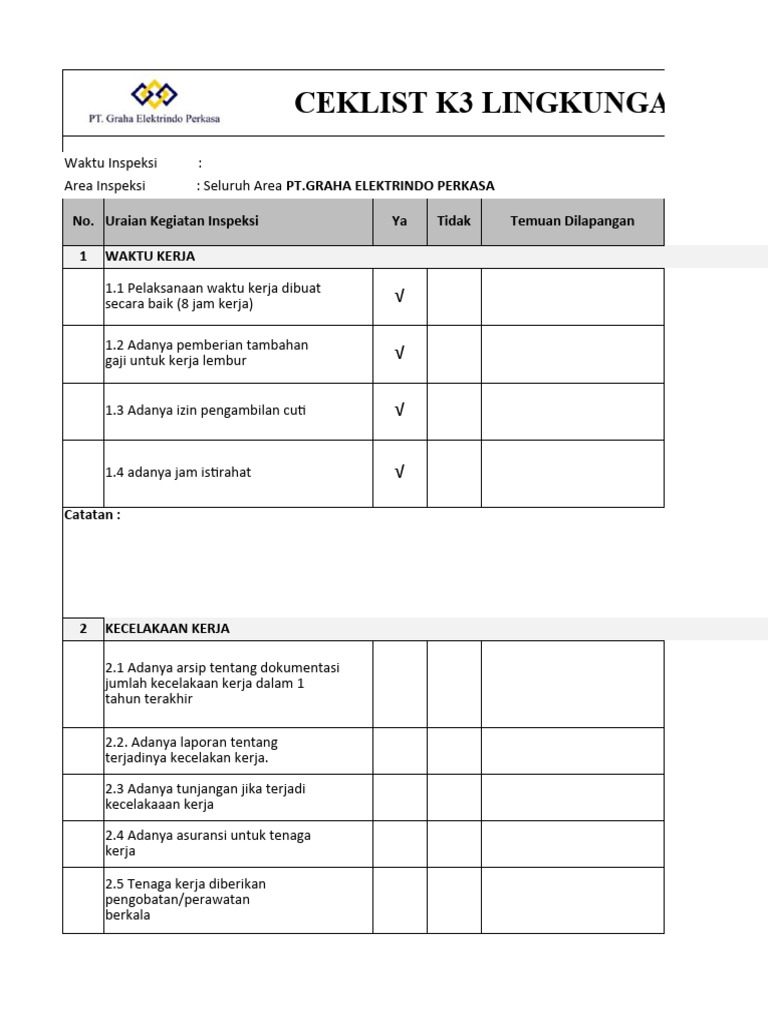23.Fo-ga-004!18!00 Form Check List Inspeksi k3-Lingkungan (General ...