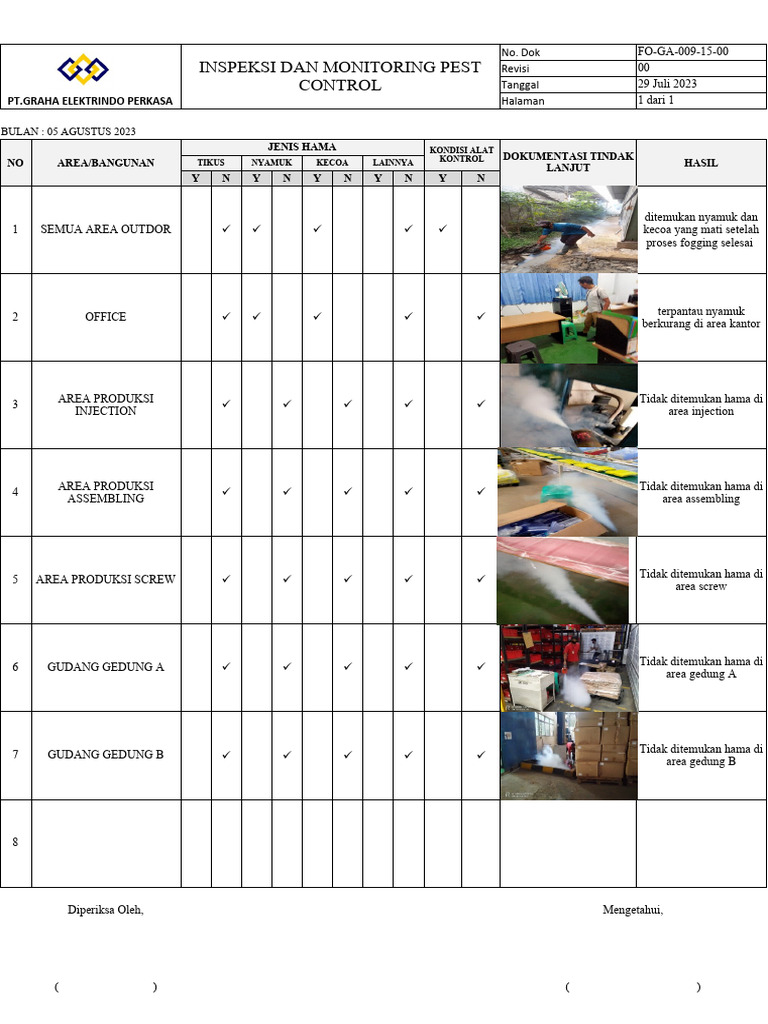 26.fo-Ga-009!15!00 Form Inspeksi Dan Monitoring Pest Control | PDF