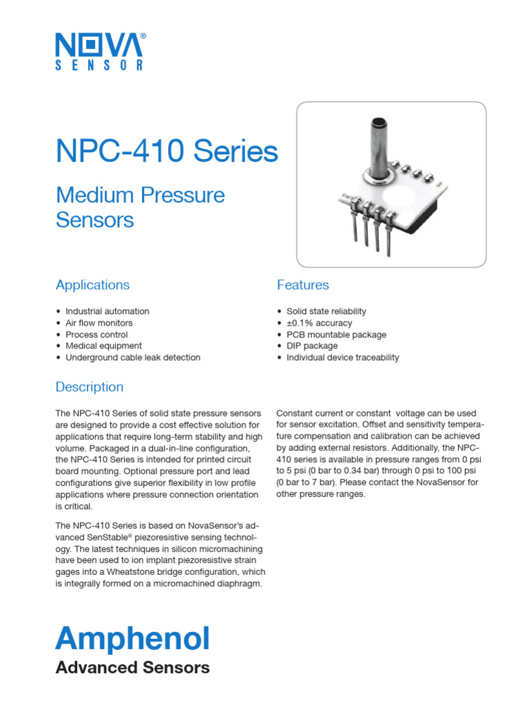 AAS 920 277C NovaSensor NPC 410 110117 Web PDF 3fo-1315849 | PDF ...