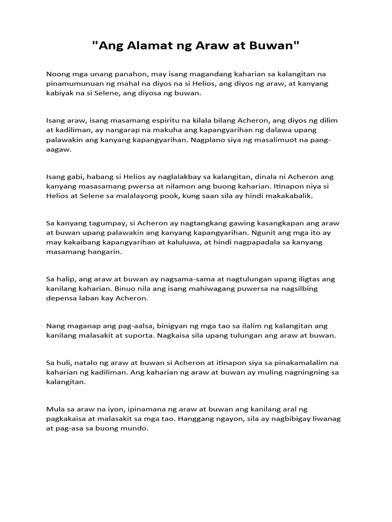 Ang Alamat ng Araw at Buwan | PDF