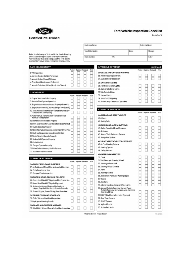 Form Pemeliharaan Ford | PDF