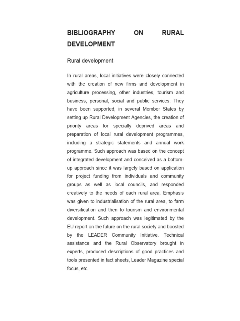 Bibliography On Rural Development | PDF