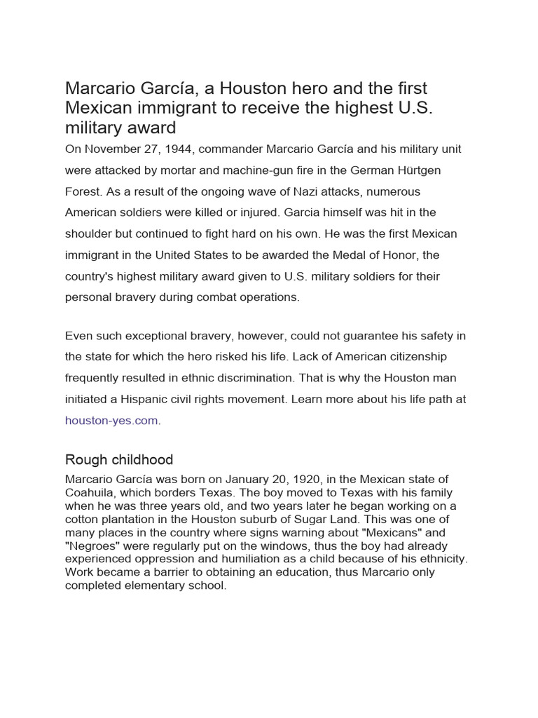 Marcario García, A Houston Hero and The First Mexican Immigrant To ...