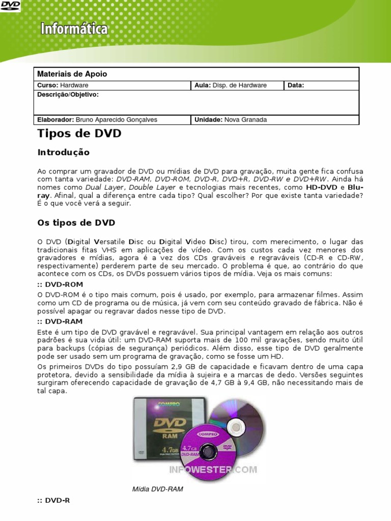 Tipos de DVD | PDF | DVD | Blu-Ray