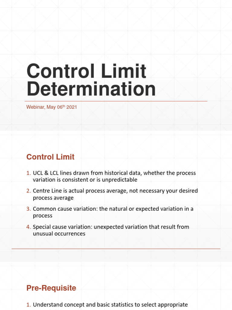 1.3 Control Limit Determination | PDF | Sampling (Statistics) | Scientific Method