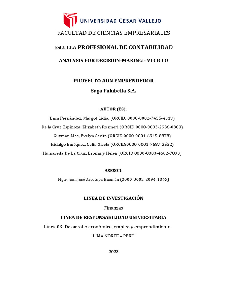 Saga Falabella S.A. Grupo #2 Informe Completo | PDF | Finanzas y administración del dinero | Derecho