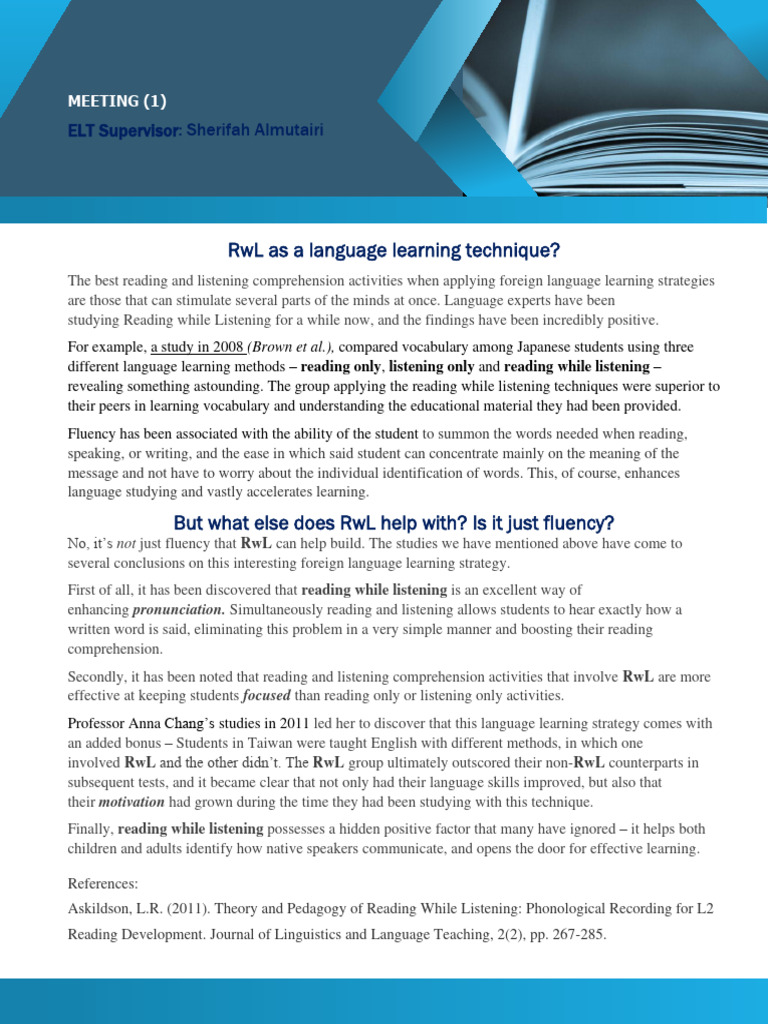 Meeting | PDF | Language Education | Language Acquisition