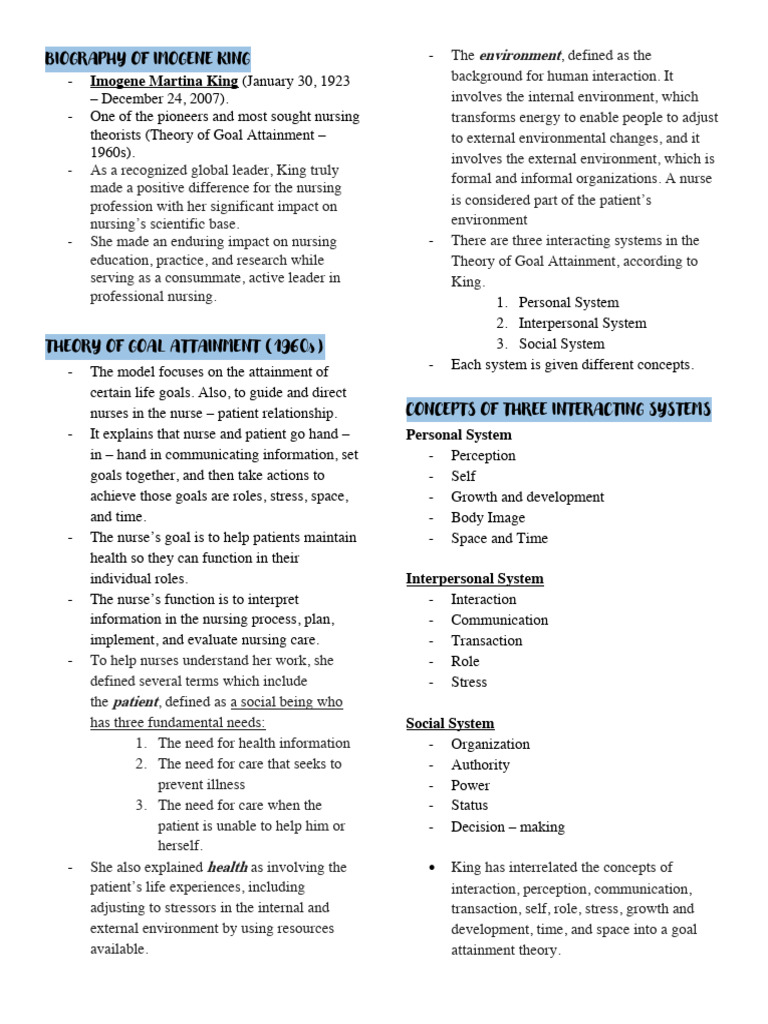 TFN Imogene Martina King | PDF | Nursing | System