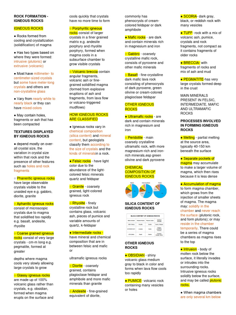 Earth Sci Reviewer | PDF | Magma | Igneous Rock