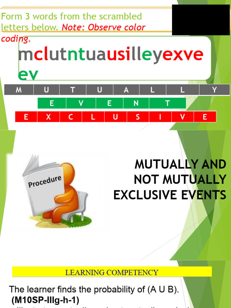 G10 Math Q3 - Week 9 - Mutually Exclusive Events | PDF | Teaching Methods & Materials