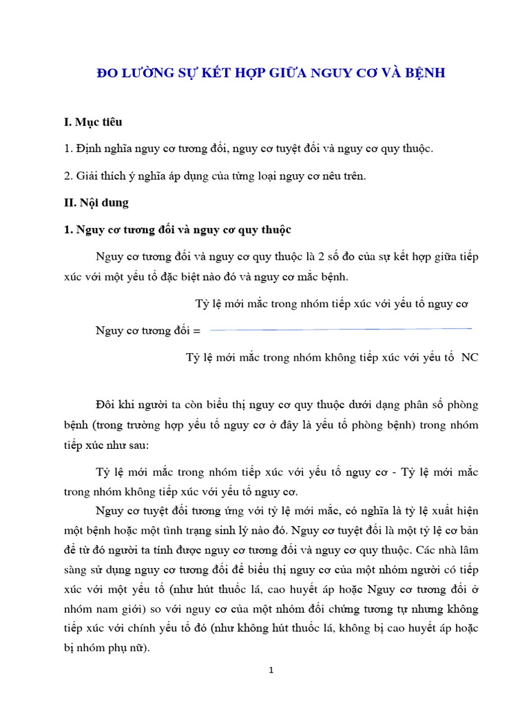 Dịch tễ học Bài đo lường nguy cơ - UMP - VNU | PDF