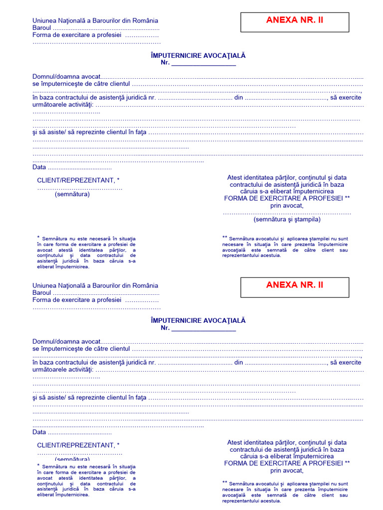 Anexa 2-Imputernicirea Avocatiala | PDF