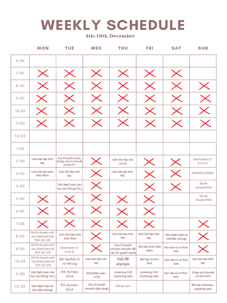 Minimal Weekly Schedule Planner | PDF