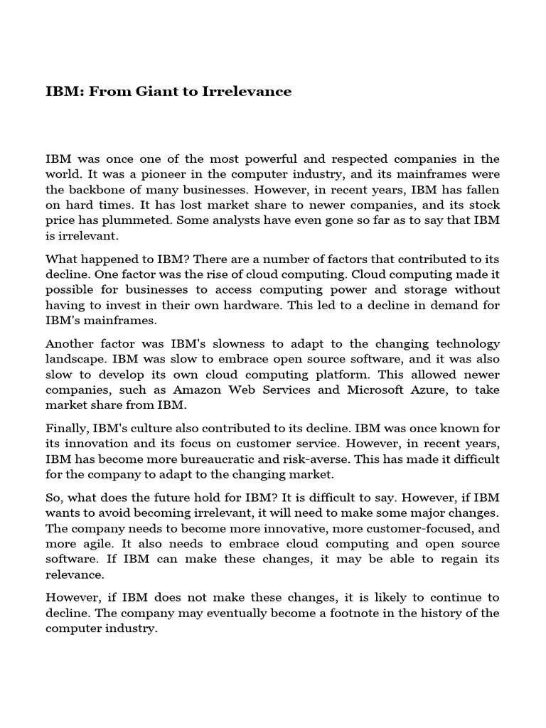 IBM: From Giant To Irrelevance | PDF | Cloud Computing | Ibm
