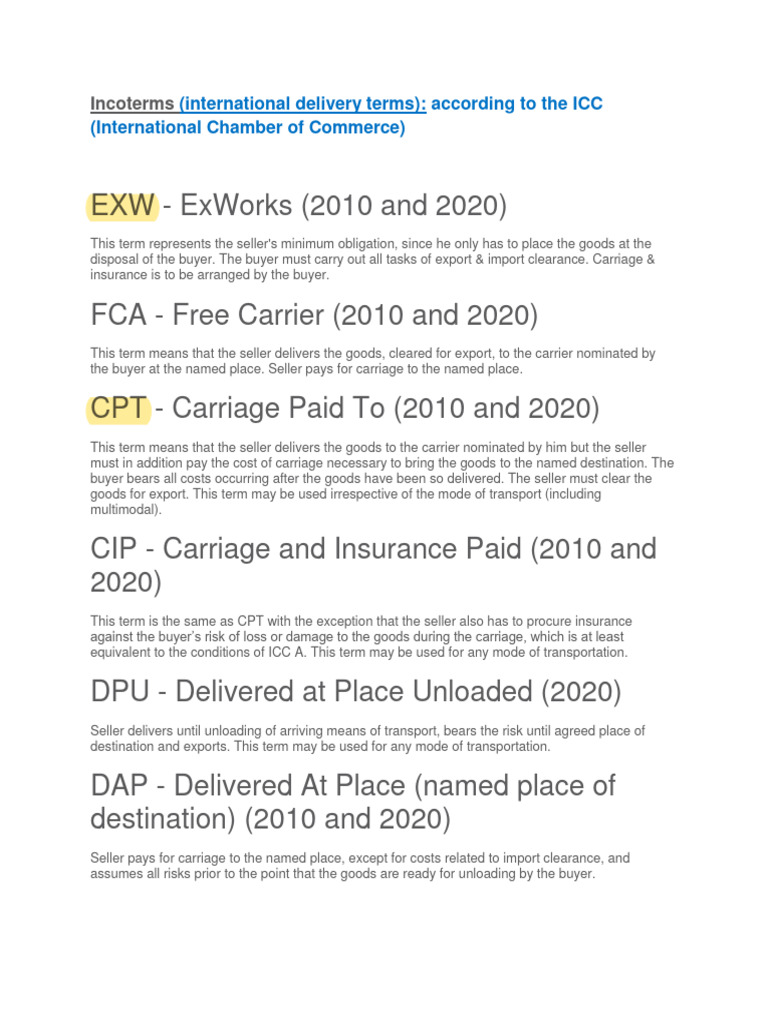 Incoterms | PDF