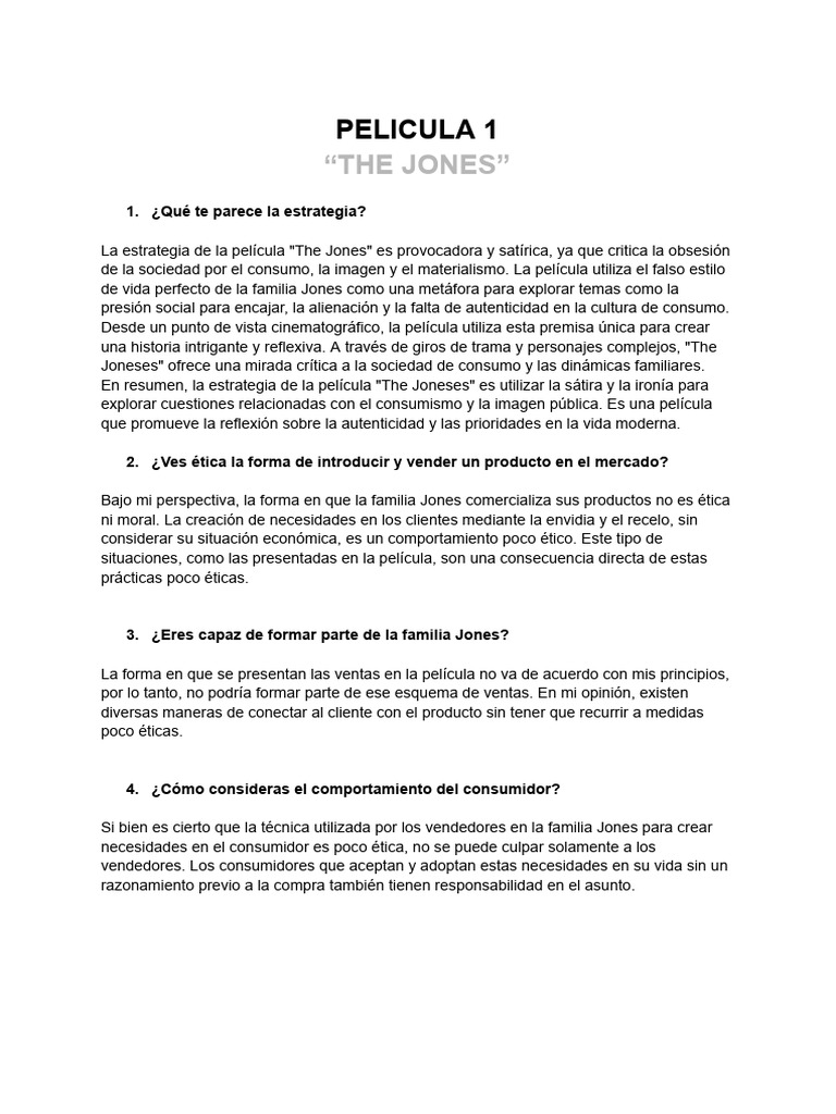 PREGUNTAS DE PELICULAS Haizea | PDF | Los consumidores | Economias