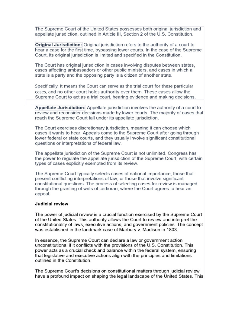 Supreme Court of USA | PDF | Jurisdiction | Appellate Court