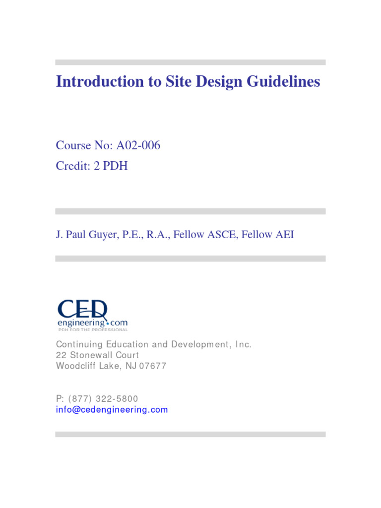 An Introduction To Site Design Guidelines R1 | PDF | Traffic | Erosion