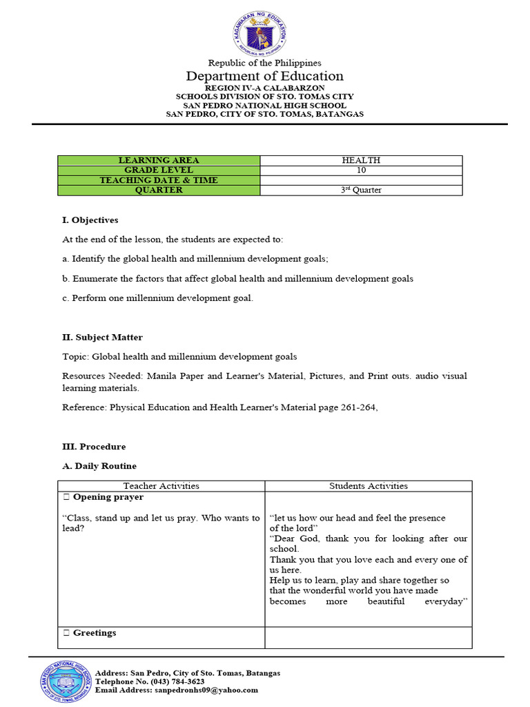 Detailed Lesson Plan in Health 10 | PDF | Maternal Health | Poverty