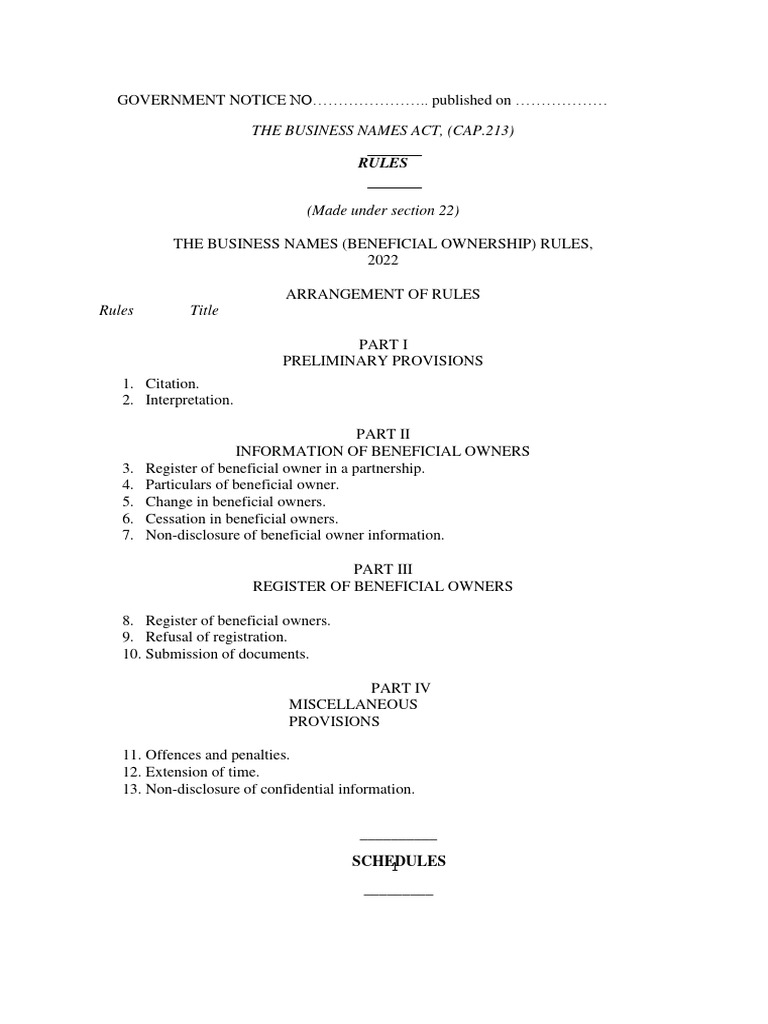 Business Names Beneficial Ownership Rules | PDF | Partnership ...
