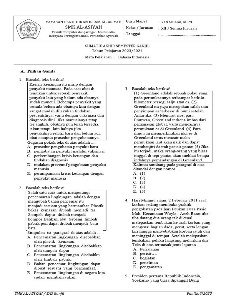 Sas b.indonesia Xii | PDF