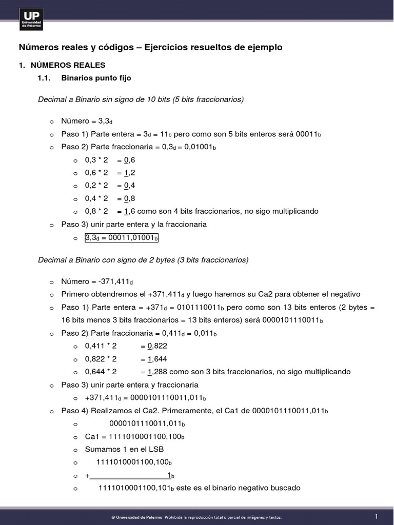 Numeros Reales y Codigos - Ejercicios Resueltos | PDF