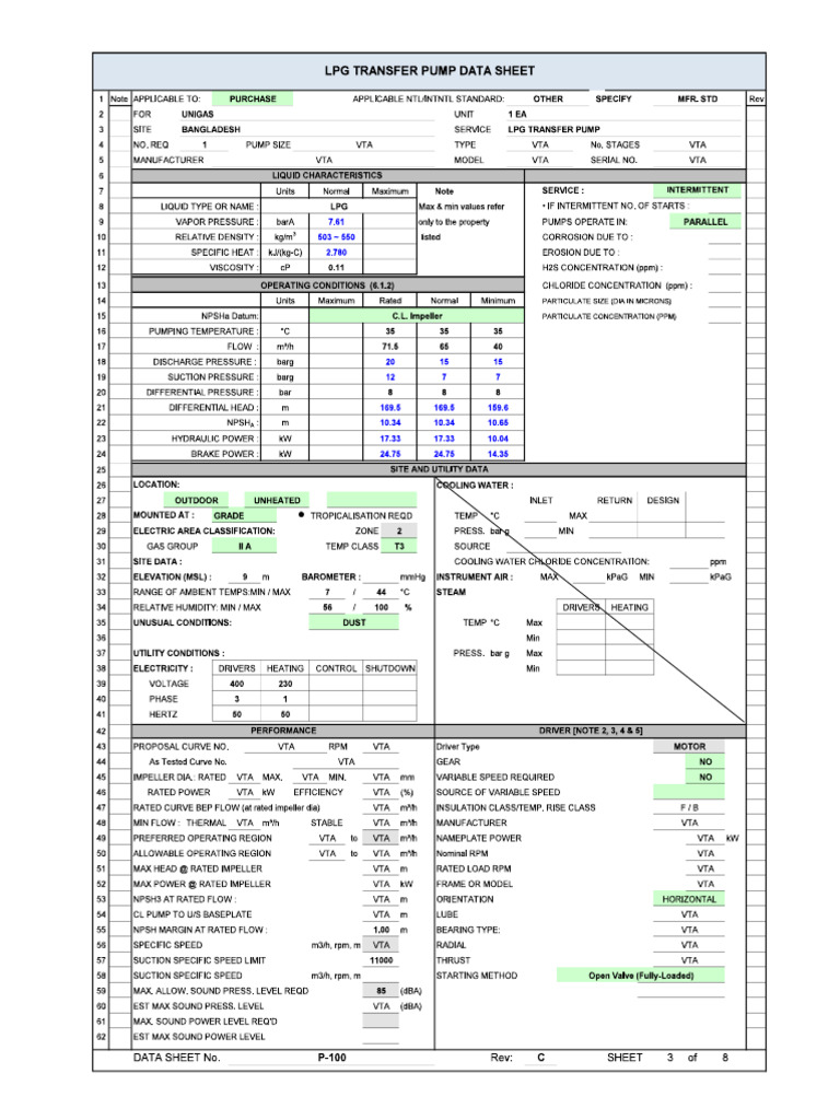 Pump Datasheet | PDF
