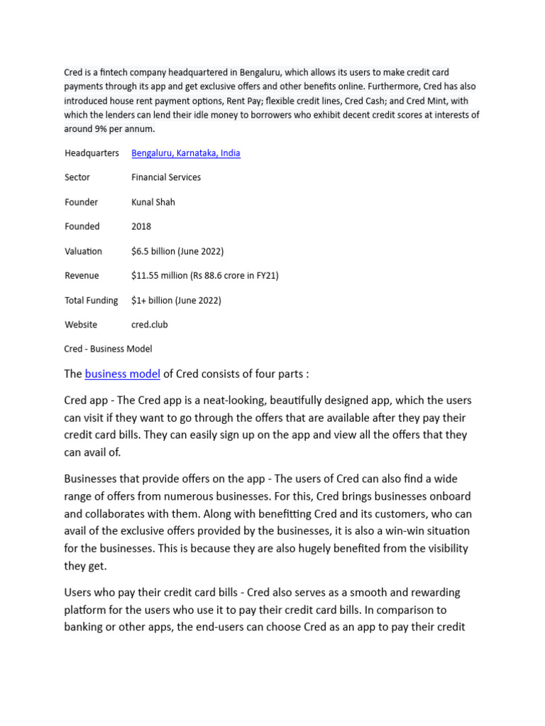CRED Company Analysis | PDF