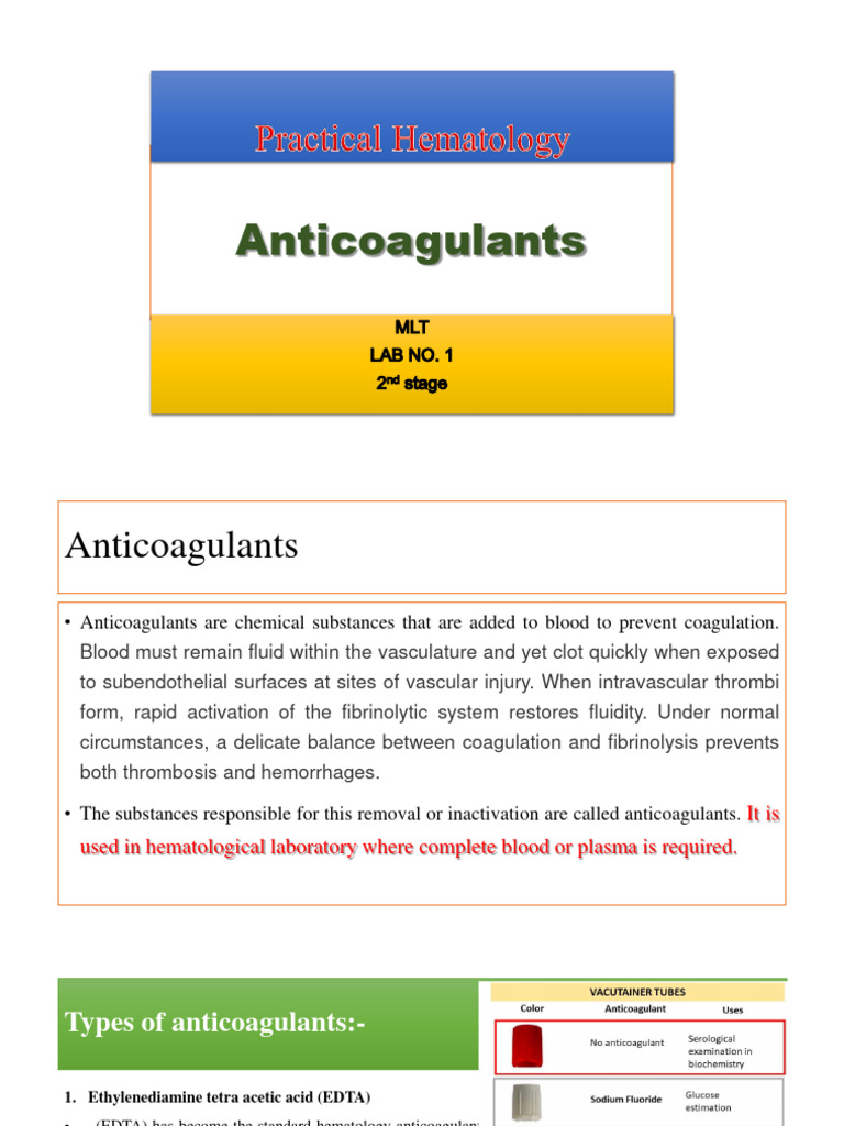 Anticoagulants | PDF | Coagulation | Thrombus