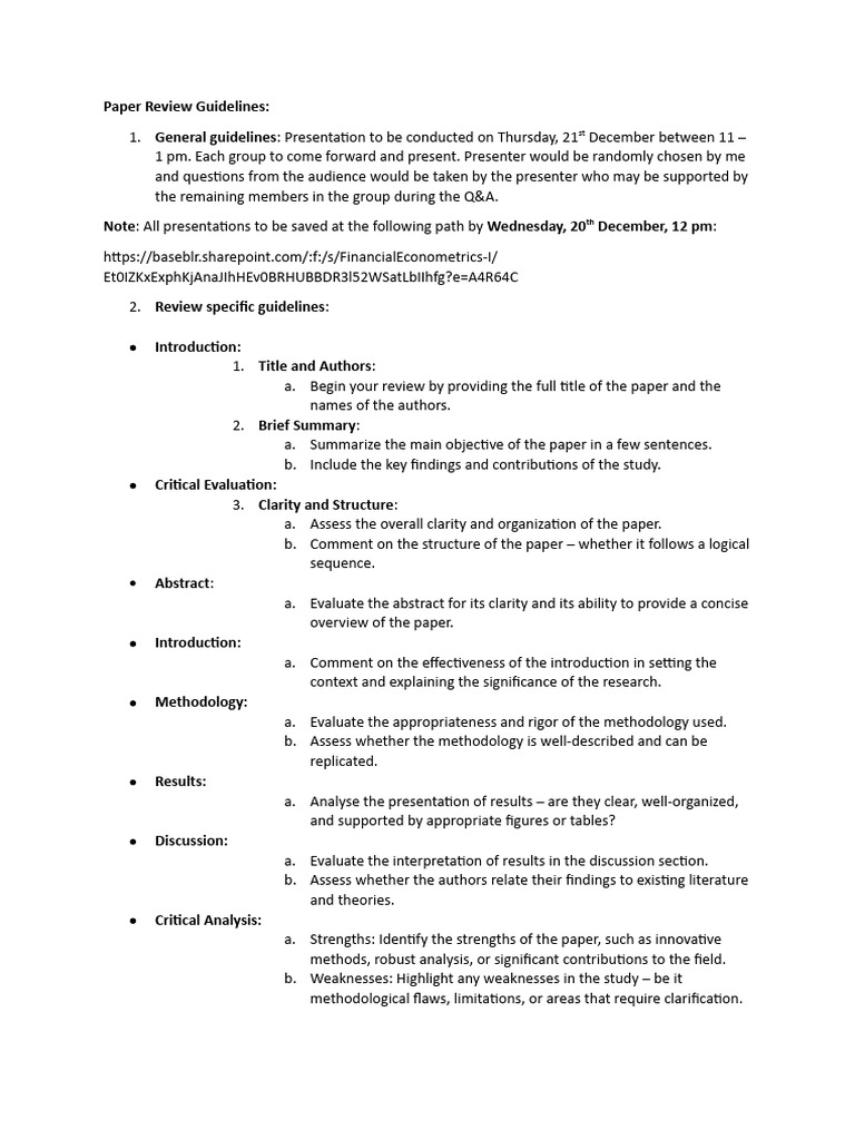 Paper Review Guidelines | PDF | Art