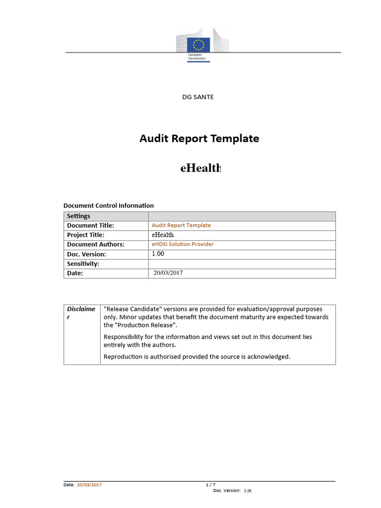 Ejemplo Auditoría Cosmética Ehealth - Audit Report - Template - v1.00 ...