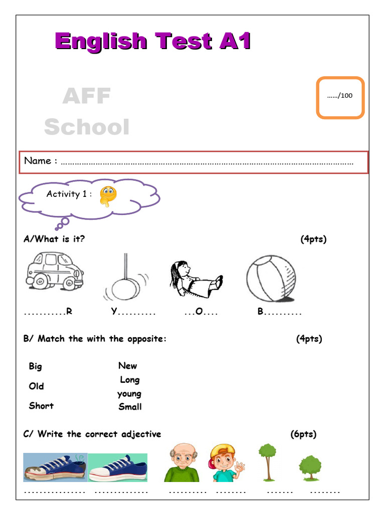 A1 For Kids My Test | PDF | Languages | Foreign Language Studies