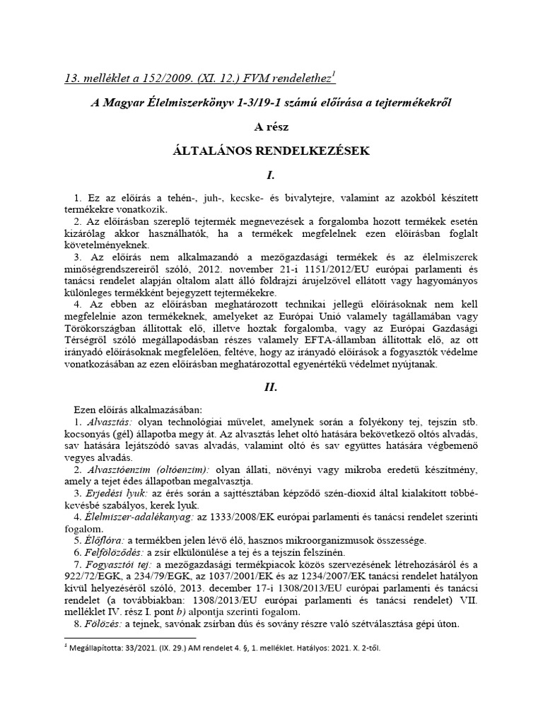 Magyar Elelmiszerkonyv | PDF